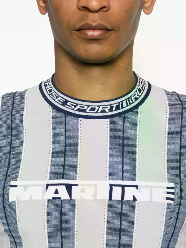 Martine Rose Striped Graphic T-shirt - Grey