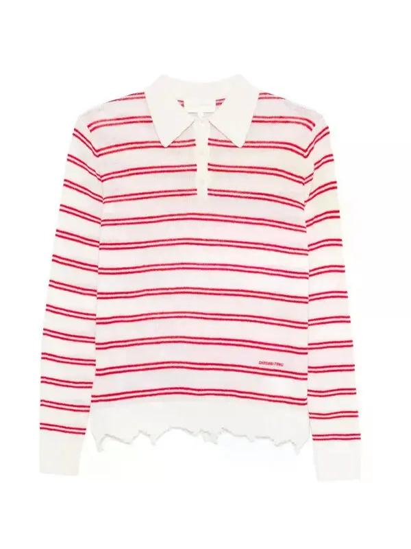 SHUSHU/TONG Striped Polo Top - White