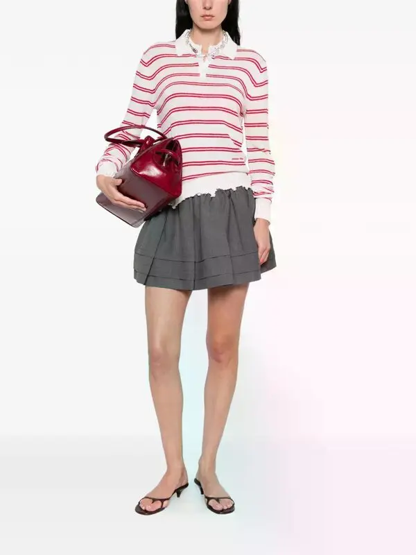 SHUSHU/TONG Striped Polo Top - White