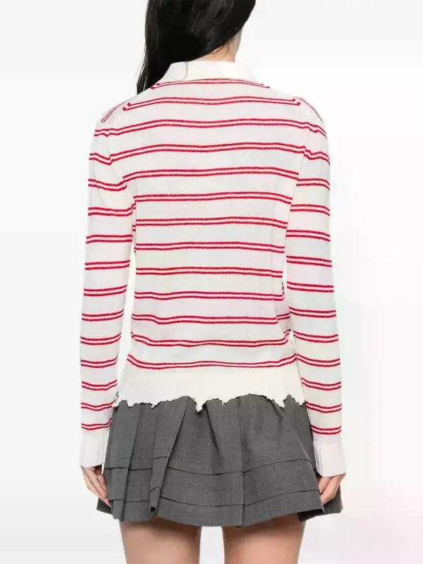 SHUSHU/TONG Striped Polo Top - White