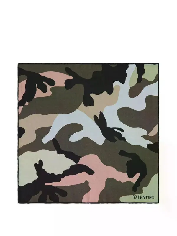 Valentino Garavani Camouflage-pattern Pocket Square - Green