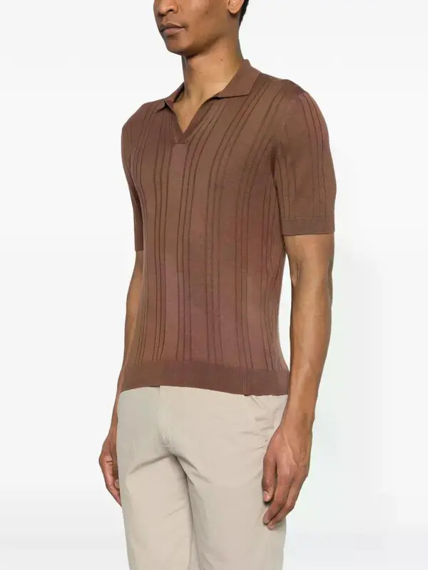 Tagliatore Ribbed V-neck T-shirt - Brown