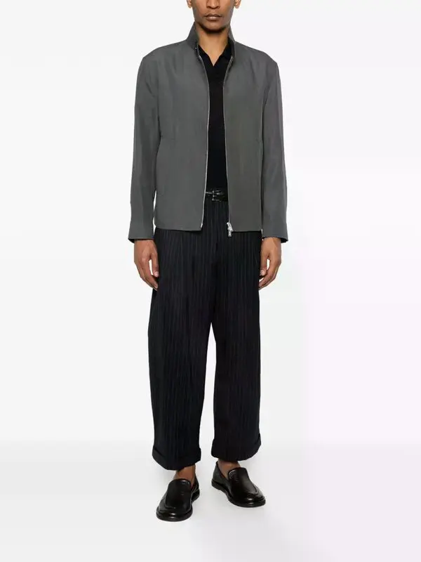 LARDINI Zip Collar Jacket - Grey