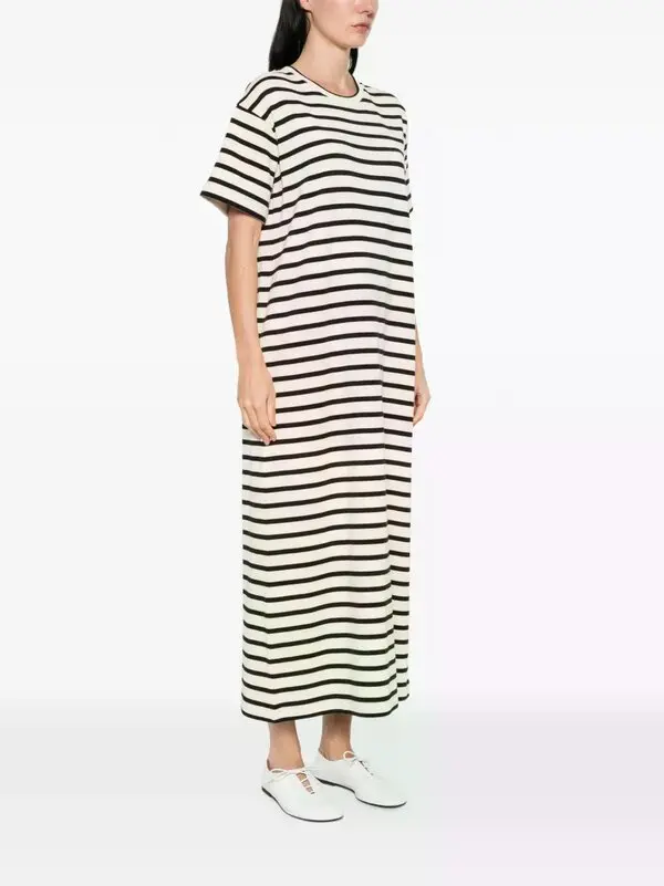 JIL SANDER Striped Short Sleeve Dress - Neutrals