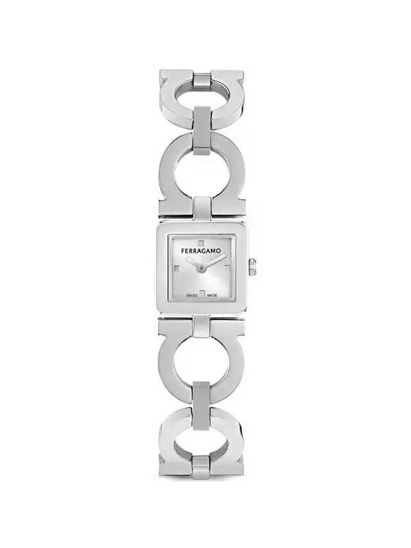 FERRAGAMO Double Gancini 19mm Watch - Silver