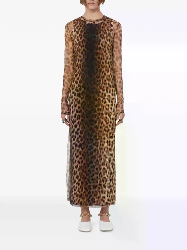 Sportmax Leopard Print Long Sleeve Dress - Neutrals