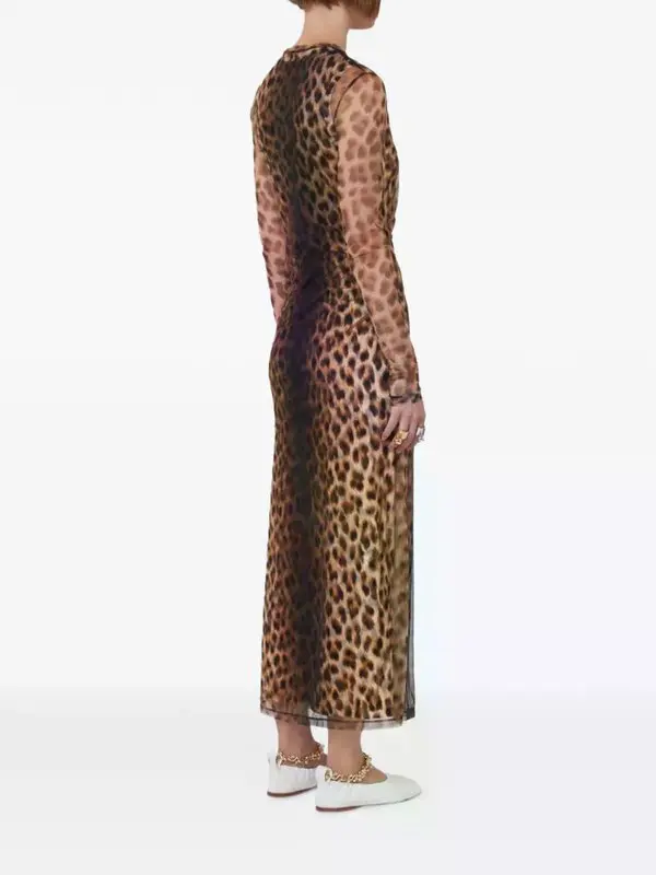 Sportmax Leopard Print Long Sleeve Dress - Neutrals
