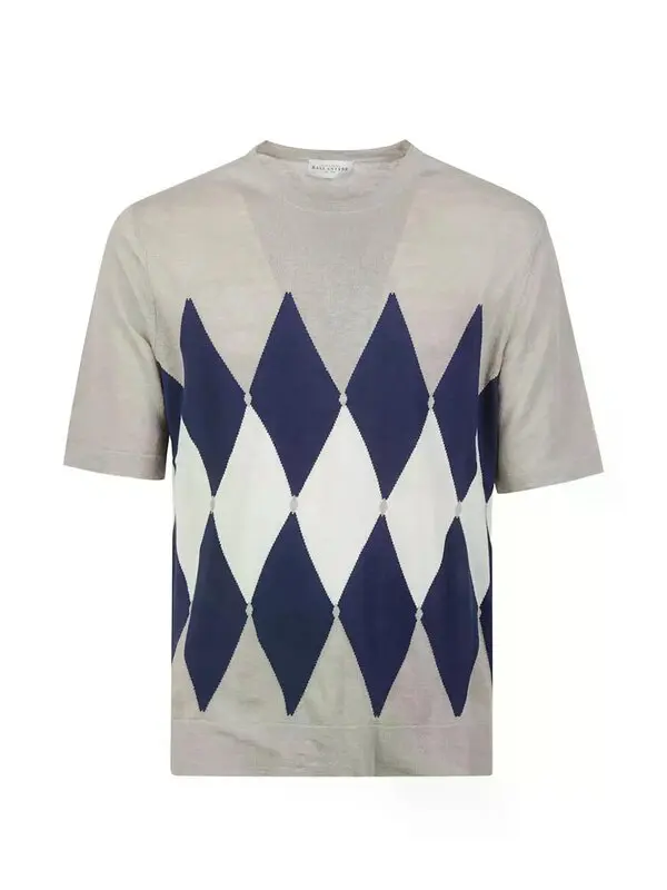 BALLANTYNE Diamond-pattern Linen T-shirt - Neutrals