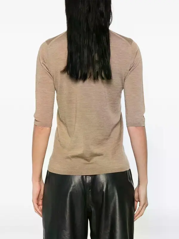 Max Mara Turtleneck Quarter-sleeve Sweater - Neutrals