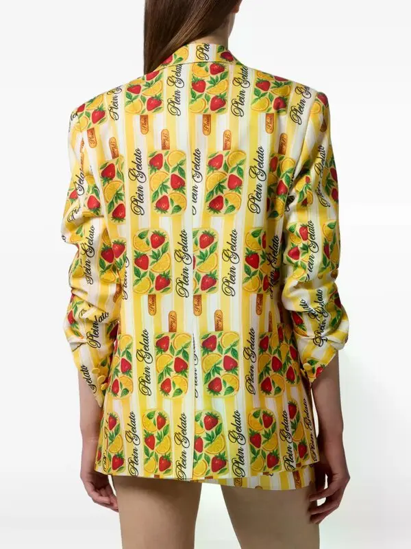 Philipp Plein Striped Double-breasted Blazer - Yellow