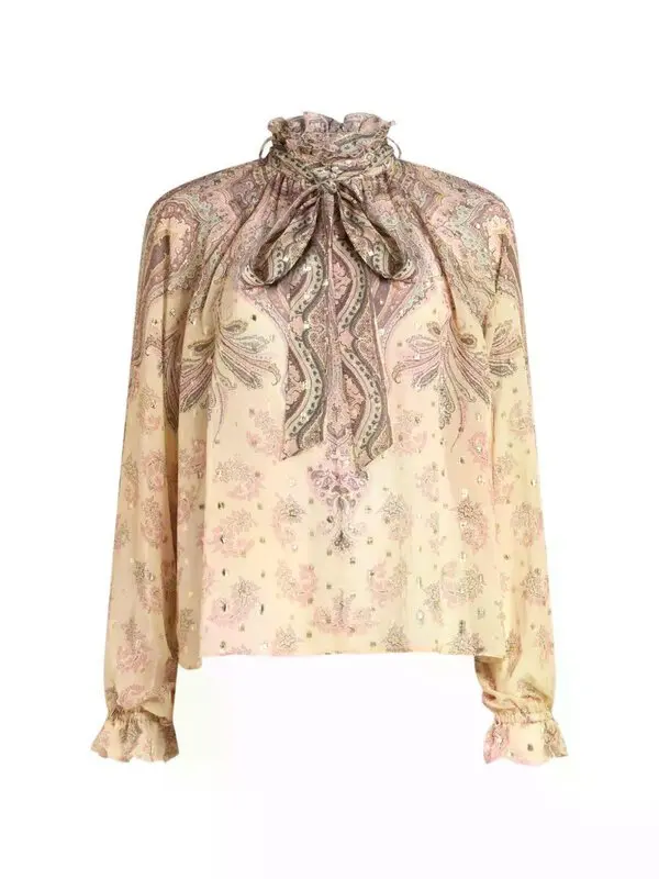 Etro Scarf Print Silk Blouse - Neutrals