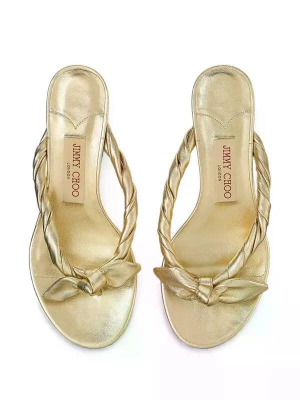 JIMMY CHOO Liss Metallic Nappa Leather Sandals - Gold