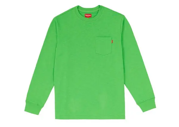 Supreme Long Sleeve Pocket Tee Shirt - Lime