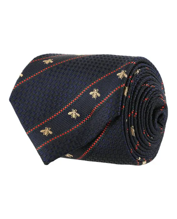 Gucci Bee And Eb Silk Jacquard Tie - Blue