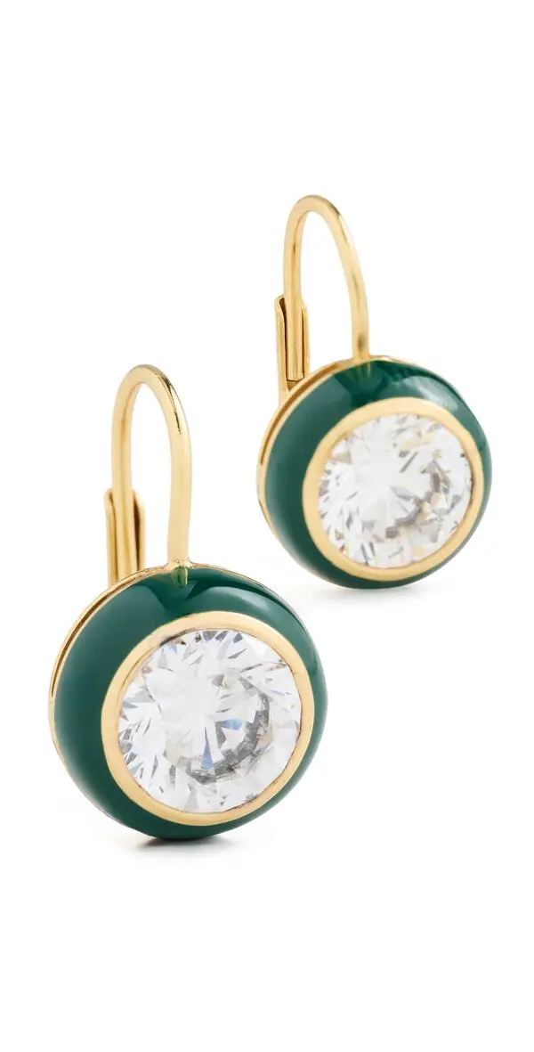 HART Enamel Bezel Drop Earrings - Green