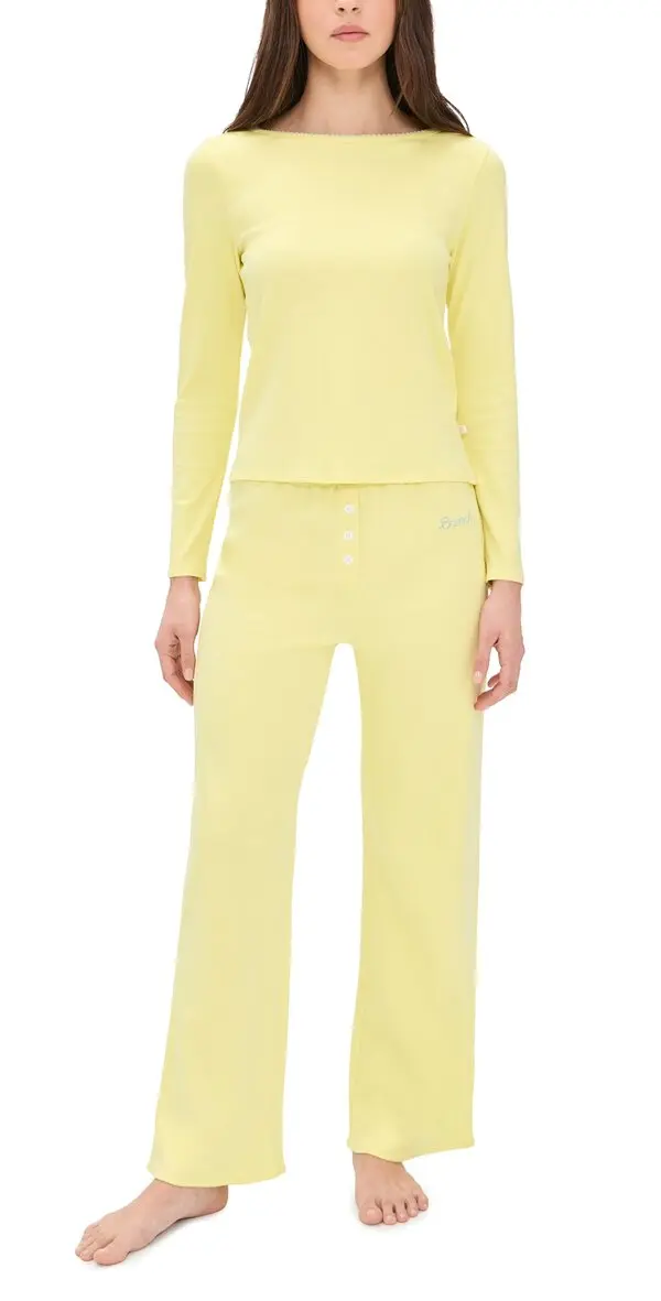 Morgan Lane Cozy Brunch Pajama Set - Sunshine Yellow