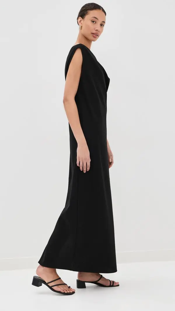 Co Draped Midi Dress With Off-the-shoulder Neckline