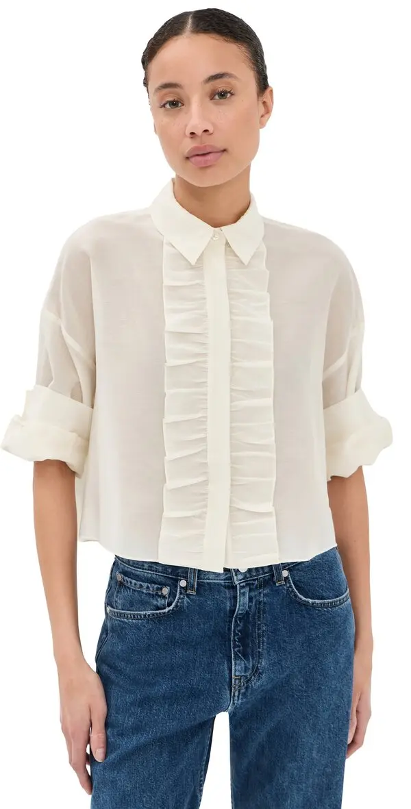 TWP Ruffle Button Down Top - Ivory