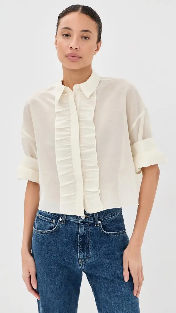 TWP Ruffle Button Down Top - Ivory