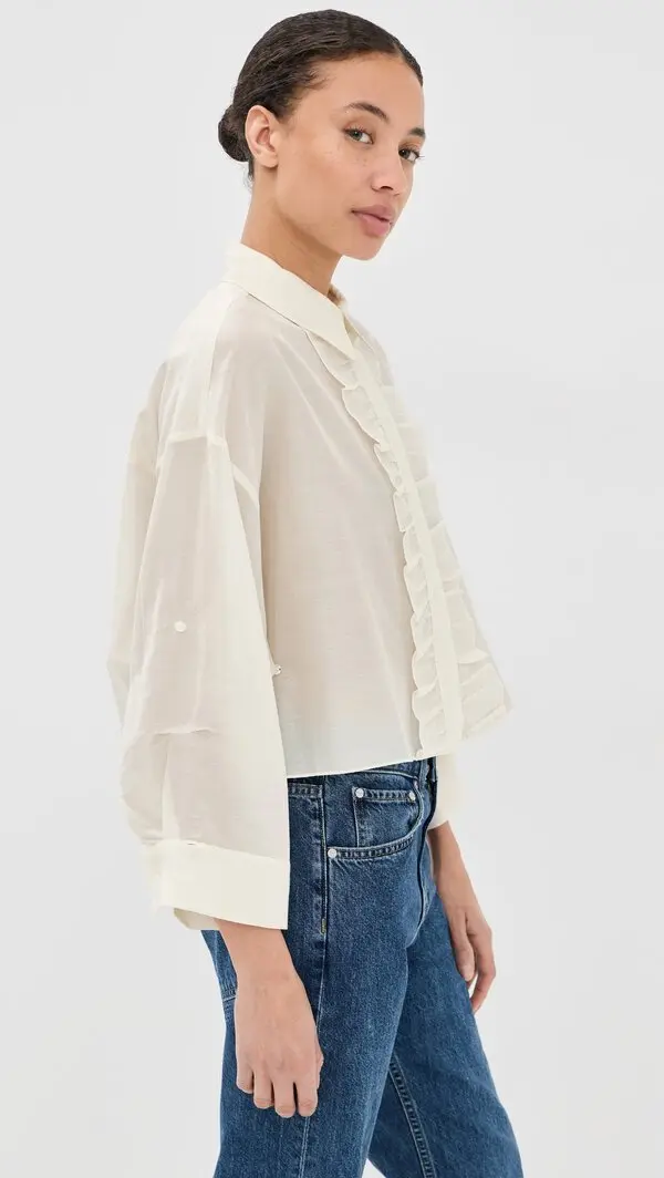 TWP Ruffle Button Down Top - Ivory