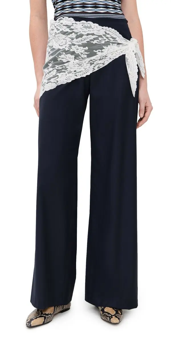 Sea Fiora Tropical Wool Trousers - Navy