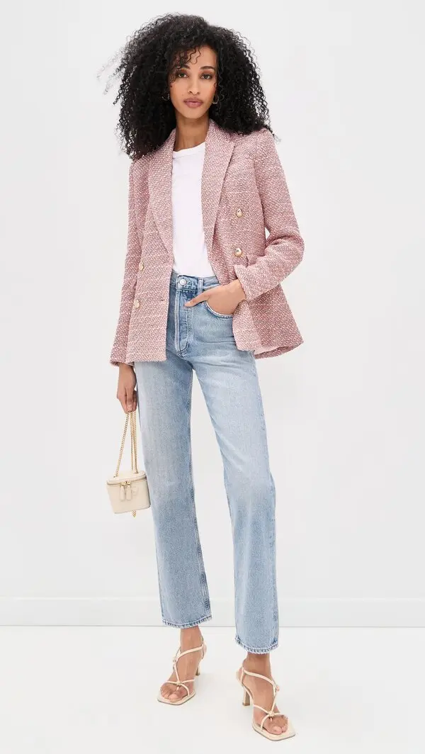 Generation Love Arielle Tweed Blazer - Pink Multi