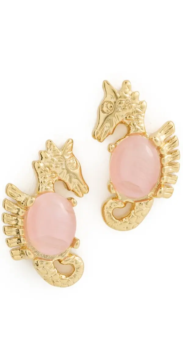 Brinker & Eliza Two Waves Stud Earrings - Pink Grapefruit