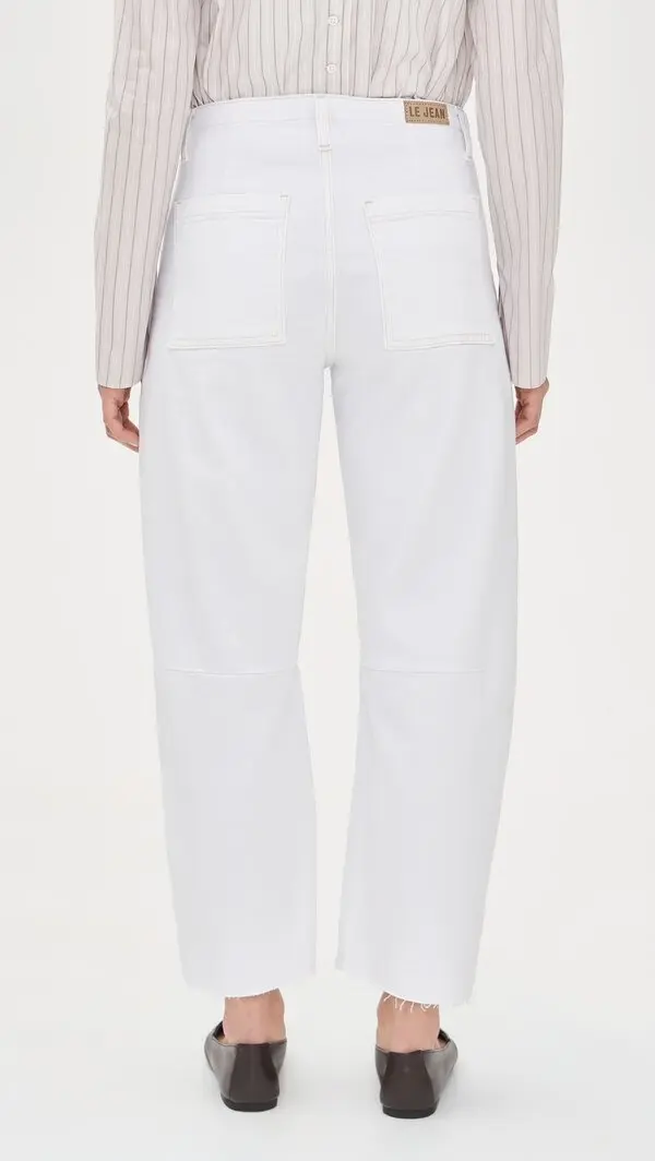 LE JEAN Utility Soft Barrel Jeans - White