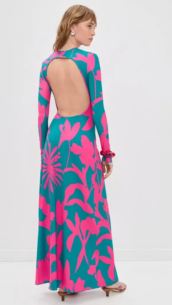 Eywasouls Malibu Floral Print Maxi Dress - Fuchsia Flora