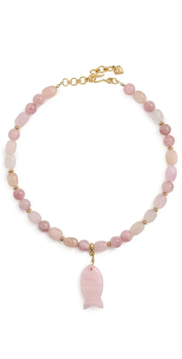 Brinker & Eliza Pink Mist Charm Necklace - Morganite/rose Quartz