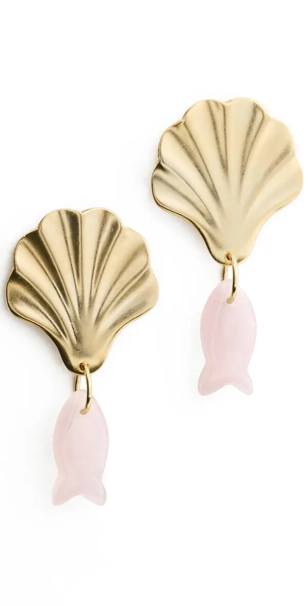 Brinker & Eliza Juno Pendant Earrings - Rose Quartz