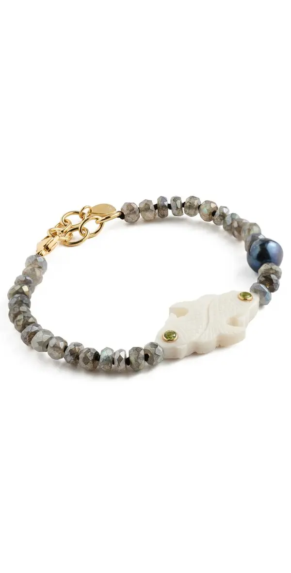 Chan Luu Carved Bone Fish Charm Bracelet - Labradorite