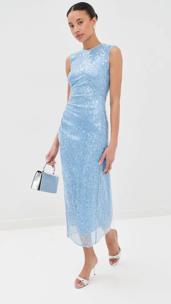 Veronica Beard Kimberly Sequined Midi Dress - Blue Jay