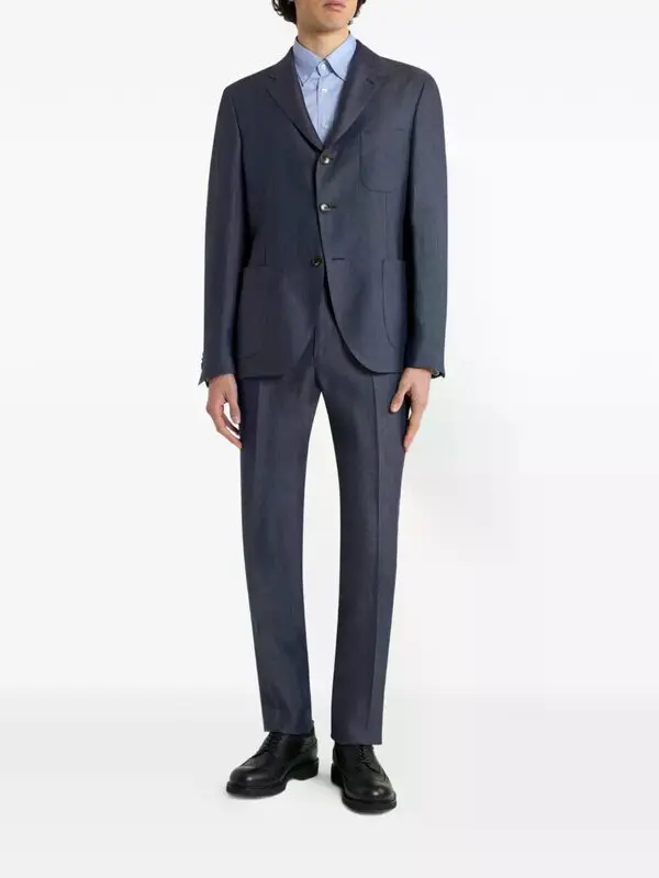 Etro Chevron Single-breasted Linen Jacket - Blue