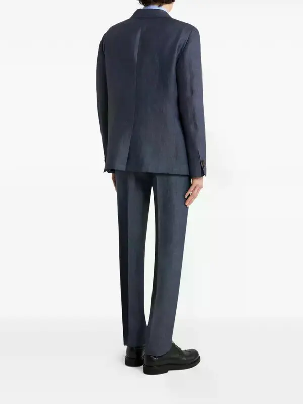 Etro Chevron Single-breasted Linen Jacket - Blue