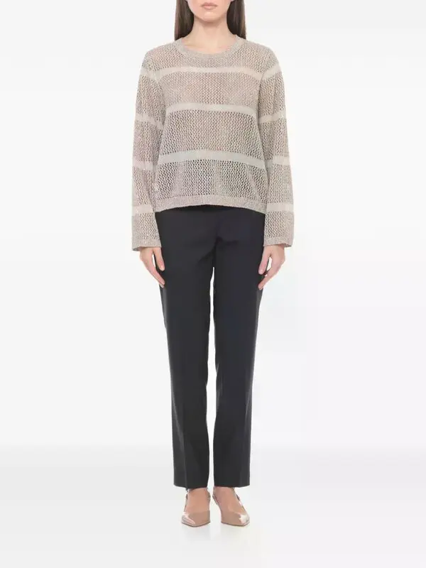 PANICALE Sequined Perforated Design Crewneck