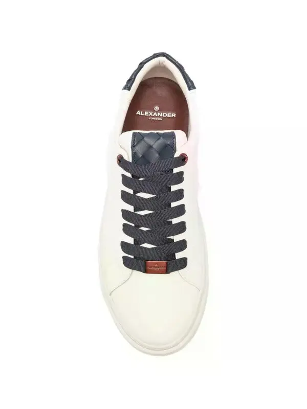 ALEXANDER SMITH Woven Panel Leather Sneakers