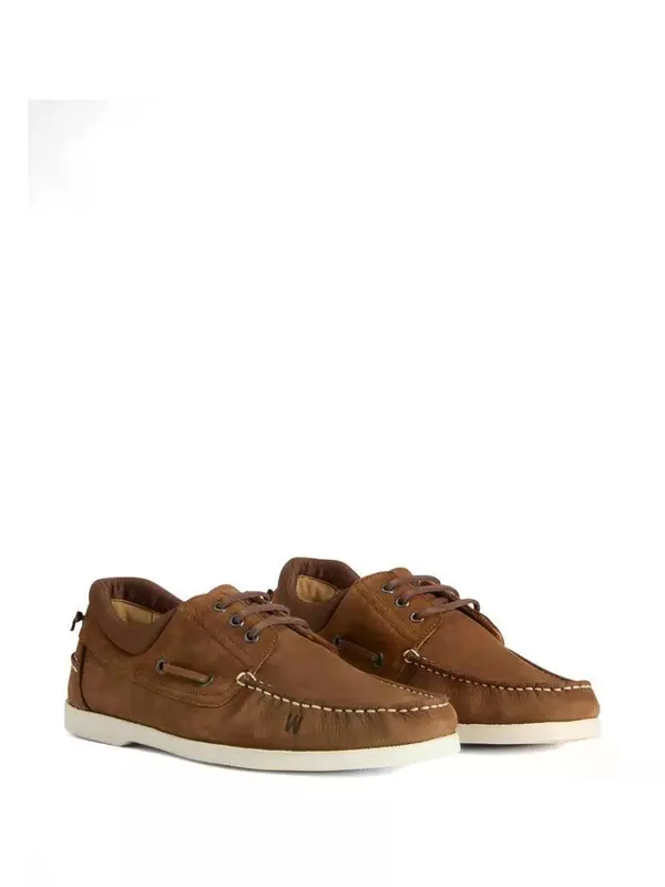 Woolrich Lace-up Leather Boat Shoes - Brown