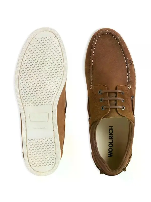 Woolrich Lace-up Leather Boat Shoes - Brown