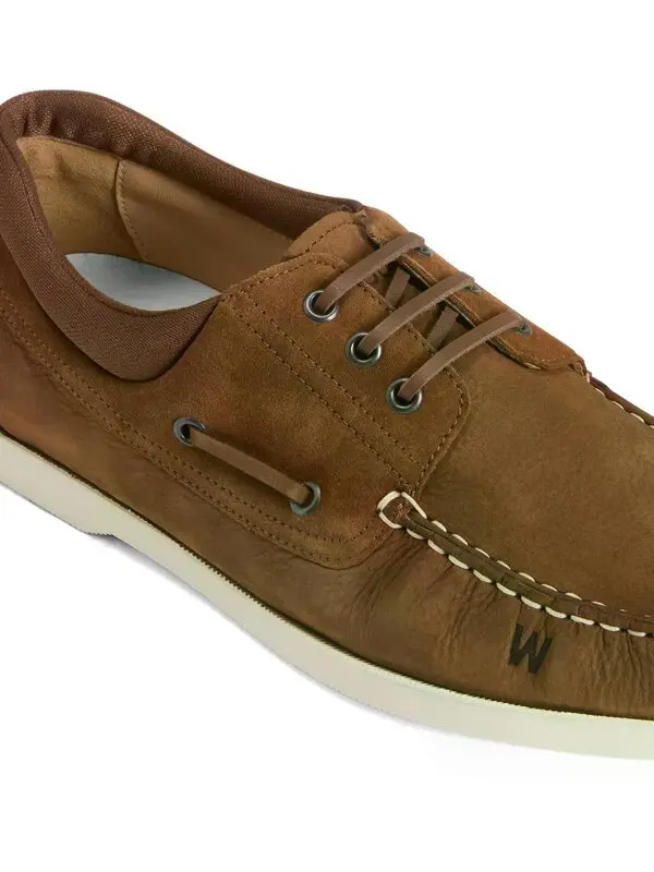 Woolrich Lace-up Leather Boat Shoes - Brown