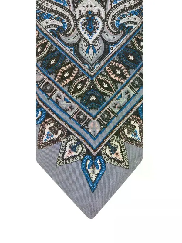 Etro Floral Paisley Print Neck Tie - Grey