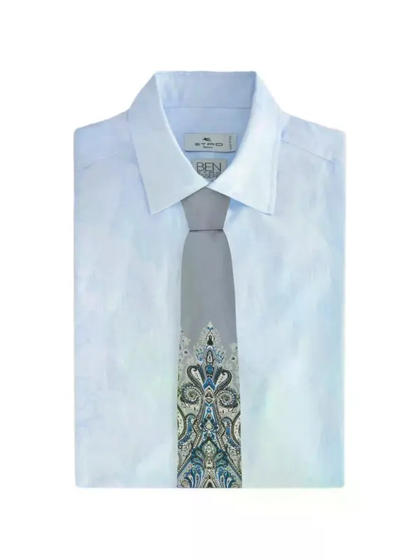 Etro Floral Paisley Print Neck Tie - Grey