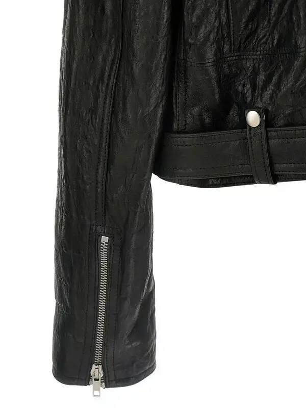 Rick Owens High-collar Leather Jacket