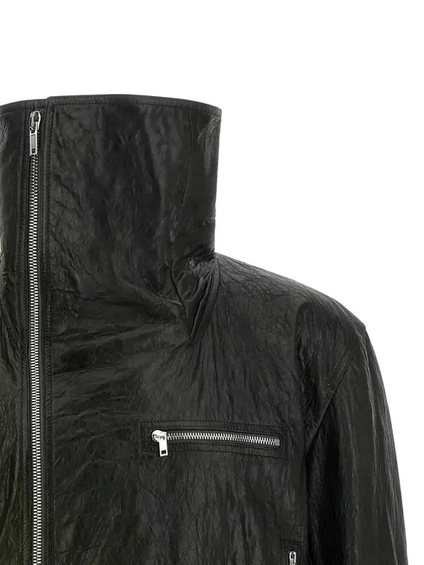Rick Owens High-collar Leather Jacket