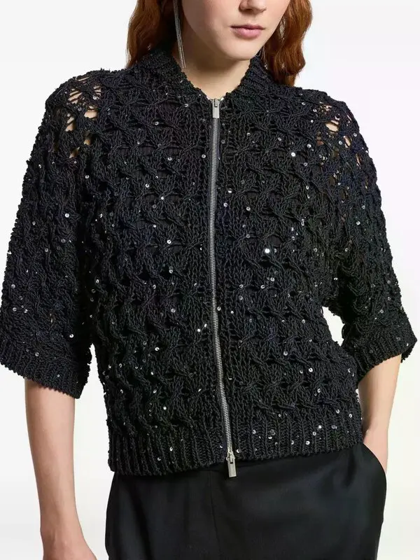 Peserico Sequin Embellished Zip-up Cardigan