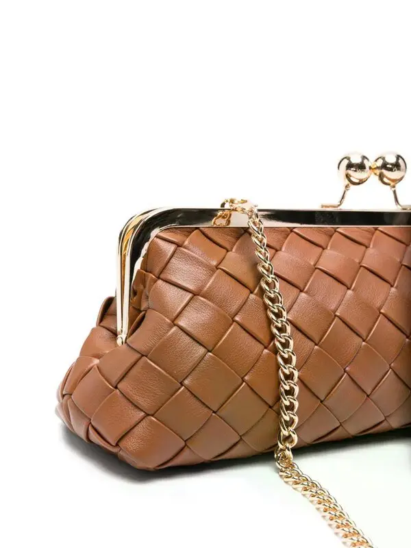 TWINSET Woven Kiss-lock Clutch Bag - Brown