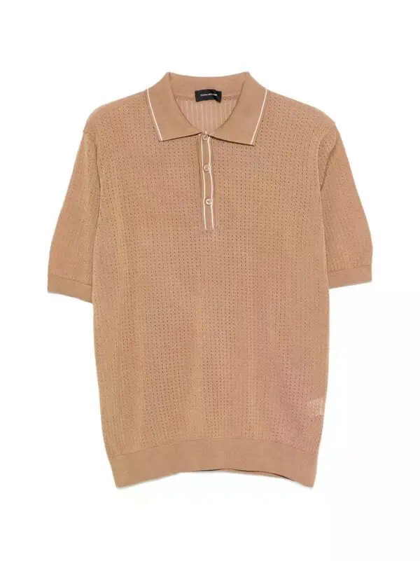 Tagliatore Perforated Short-sleeve Polo Shirt - Neutrals