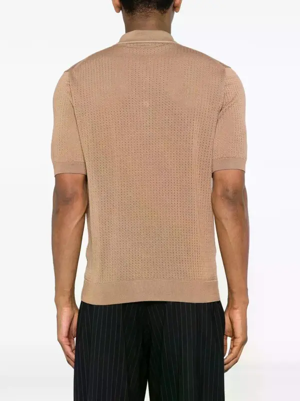 Tagliatore Perforated Short-sleeve Polo Shirt - Neutrals