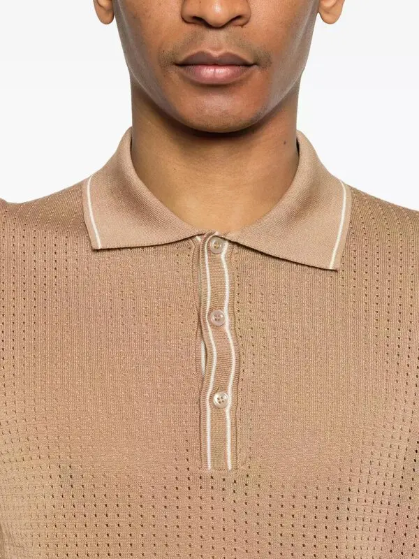 Tagliatore Perforated Short-sleeve Polo Shirt - Neutrals