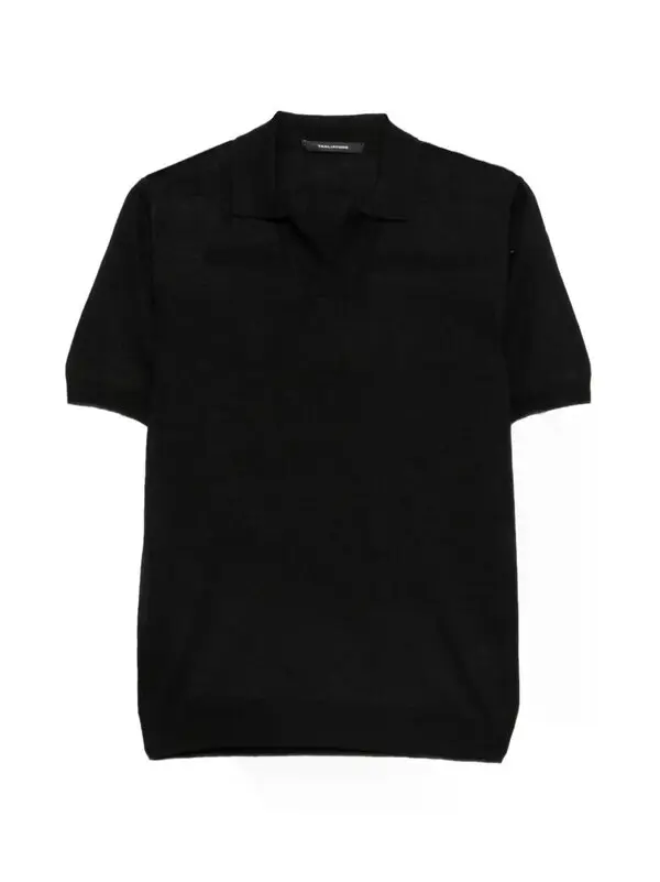 Tagliatore V-neck Short-sleeve Polo Shirt - Black
